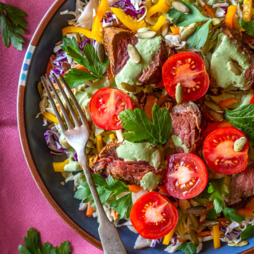 Mexican Beef Salad with Creamy Cilantro Dressing – Primal Wellness