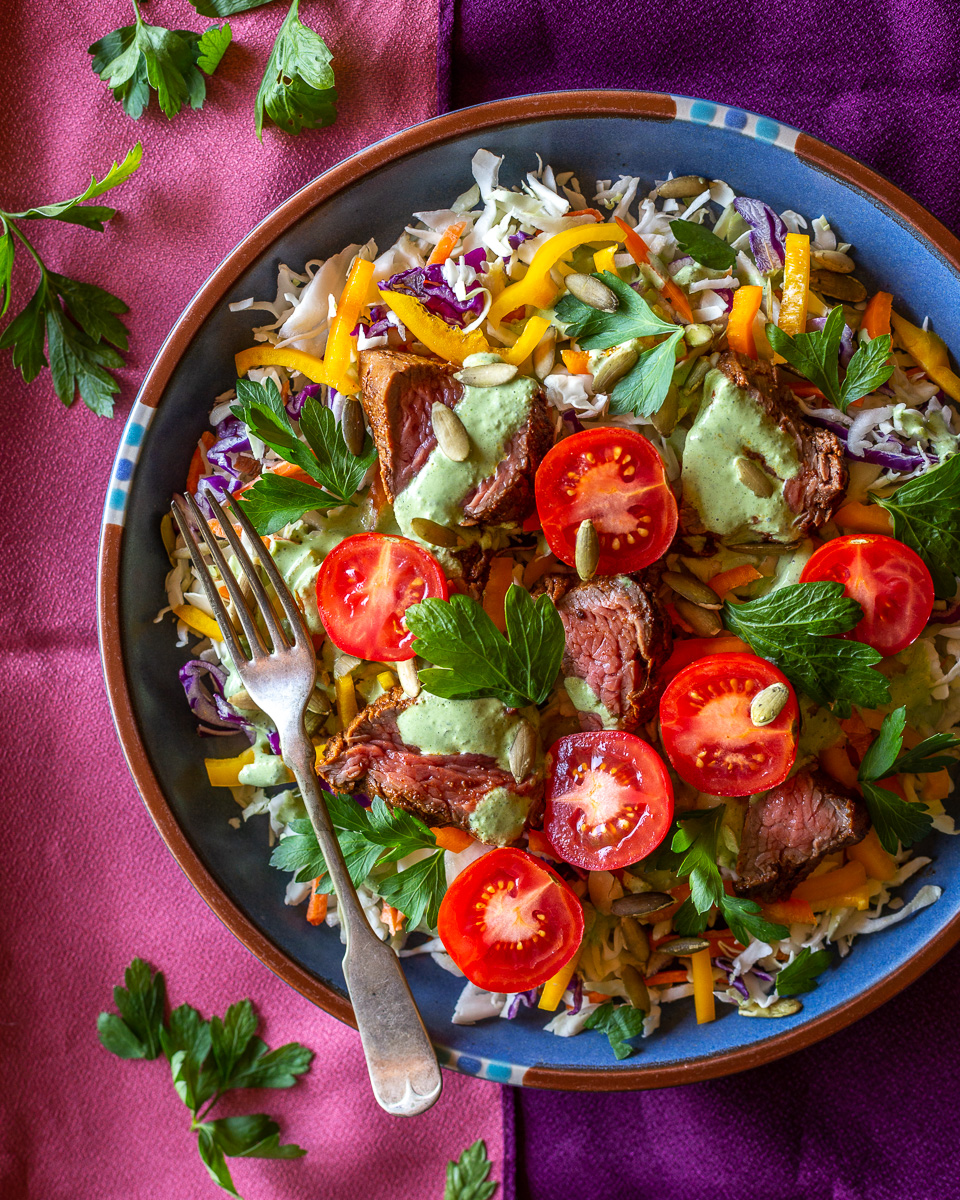 Mexican Beef Salad with Creamy Cilantro Dressing – Primal Wellness