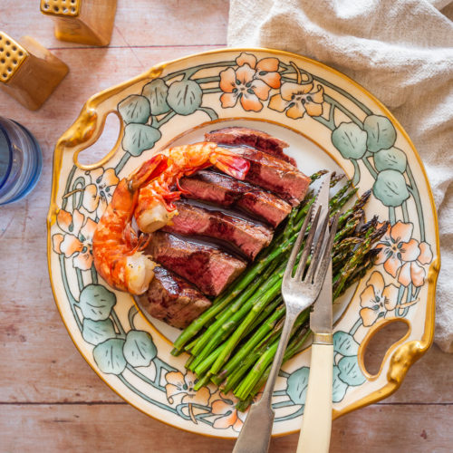 Surf n Turf with Red Wine Reduction and Roast Asparagus – Primal Wellness
