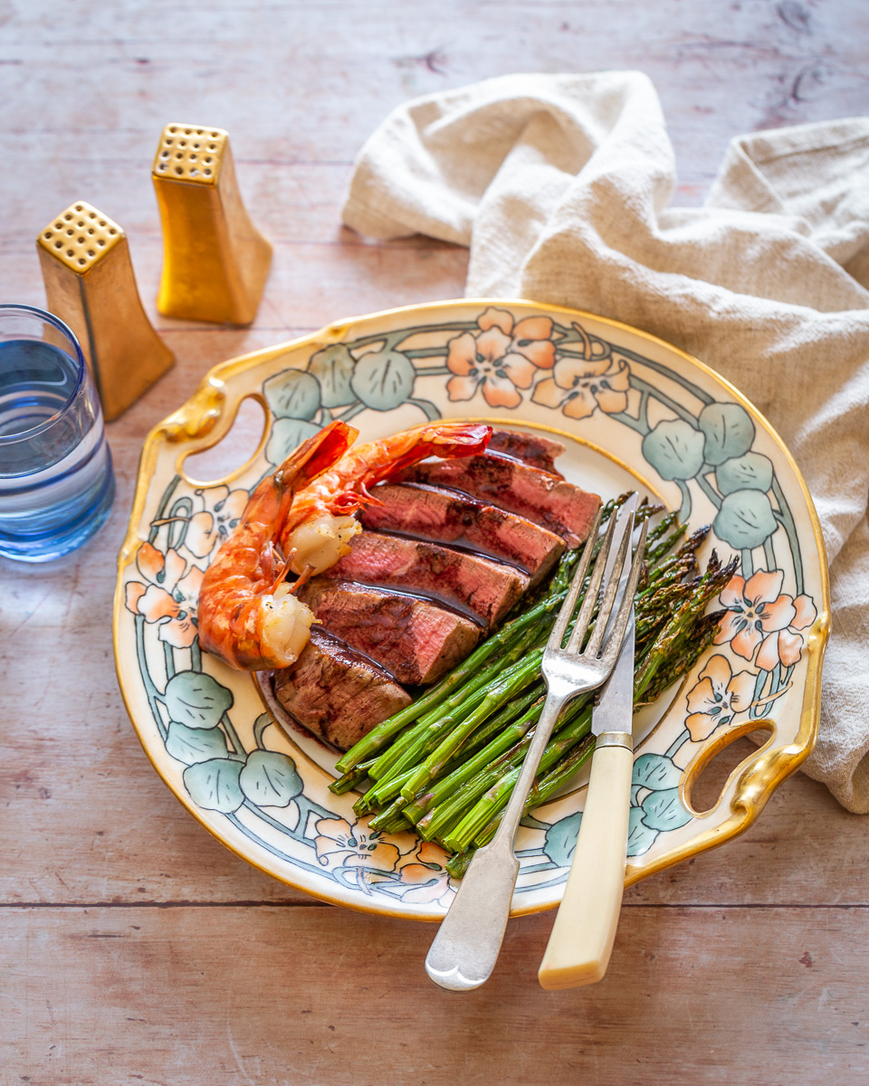 Surf n Turf with Red Wine Reduction and Roast Asparagus – Primal Wellness