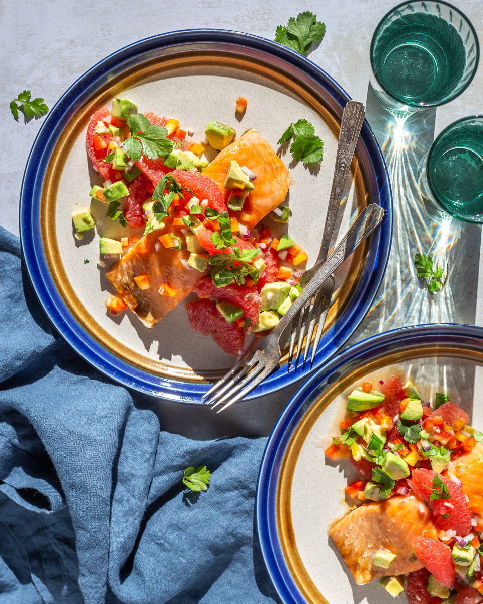 Slow Baked Salmon with Grapefruit and Avocado Salsa – Primal Wellness