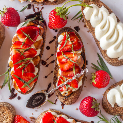 Whipped Goat Cheese, Strawberry, and Tarragon Bruschetta with Balsamic ...