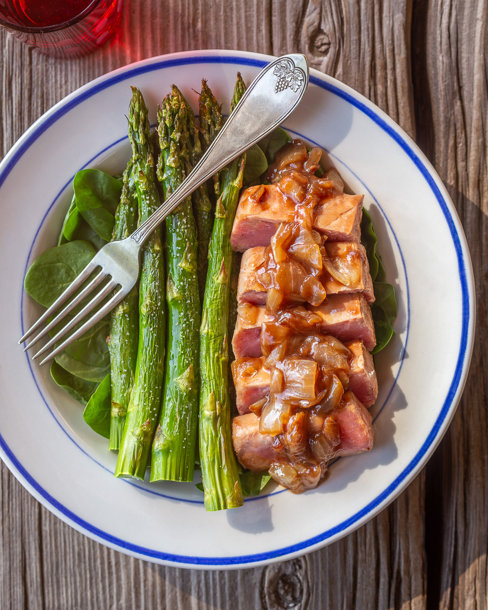 Sweet and Sour Tuna over Mixed Greens with Roast Asparagus – Primal ...